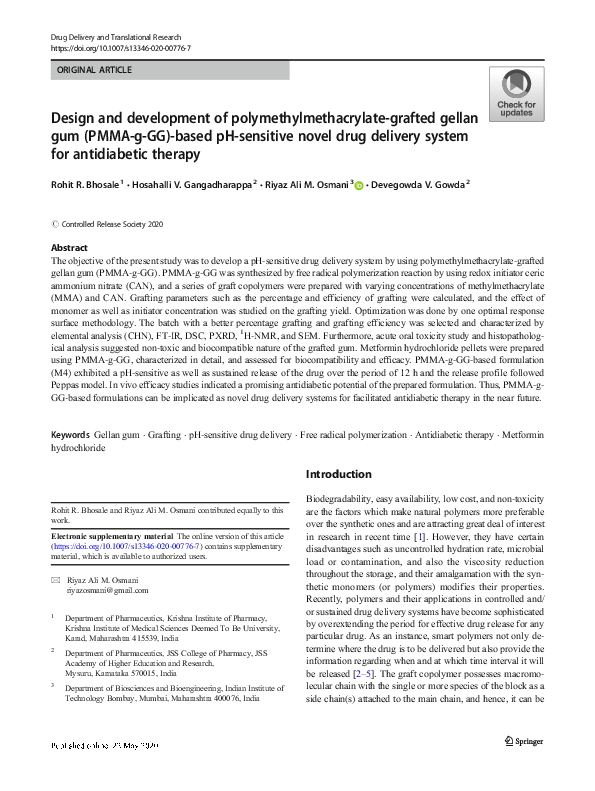 (PDF) Design and development of polymethylmethacrylate-grafted gellan ...