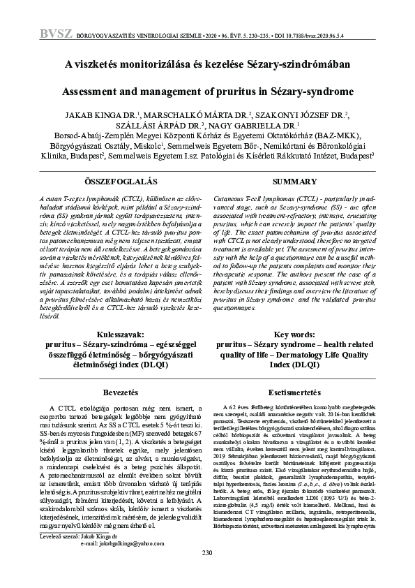 (PDF) Assessment and management of pruritus in Sézary-syndrome
