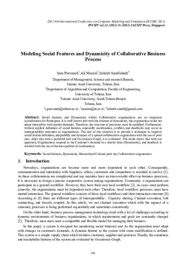 (PDF) Modeling Social Features and Dynamicity of Collaborative Business Process