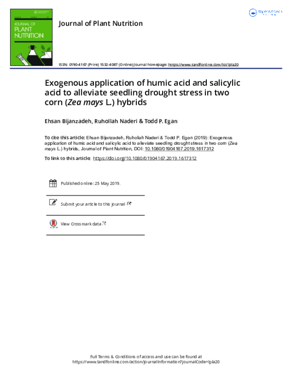 (PDF) Exogenous application of humic acid and salicylic acid to ...