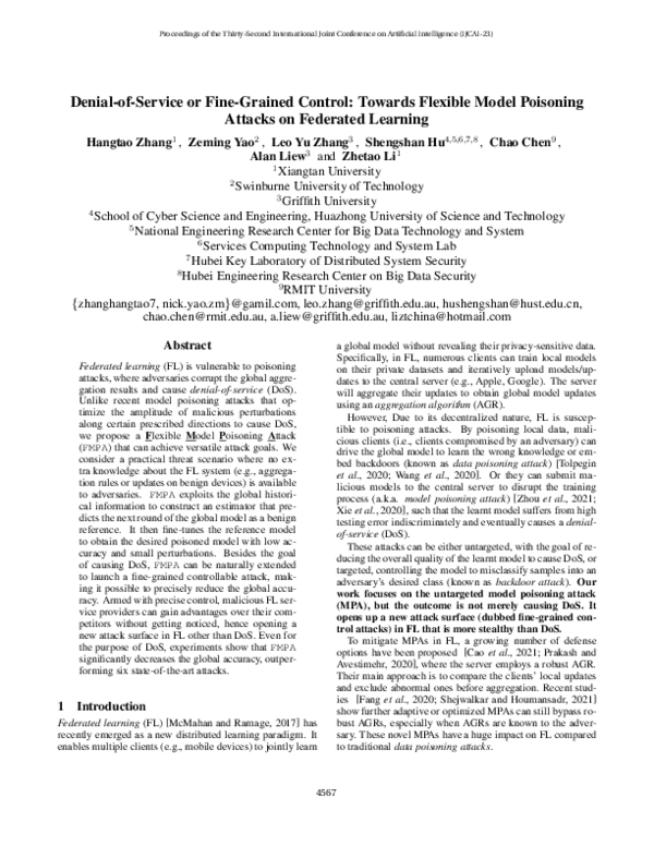 (PDF) Denial-of-Service or Fine-Grained Control: Towards Flexible Model Poisoning Attacks on ...