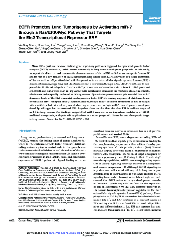 (PDF) EGFR Promotes Lung Tumorigenesis by Activating miR-7 through a ...