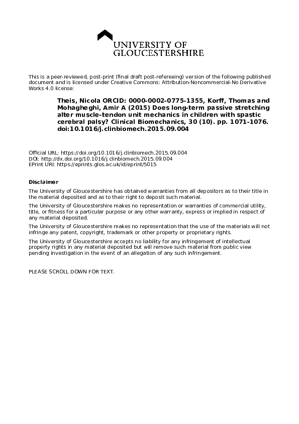 (PDF) Does long-term passive stretching alter muscle–tendon unit ...