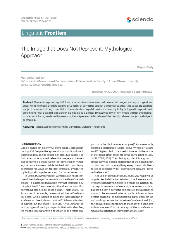 (PDF) The Image that Does Not Represent: Mythological Approach
