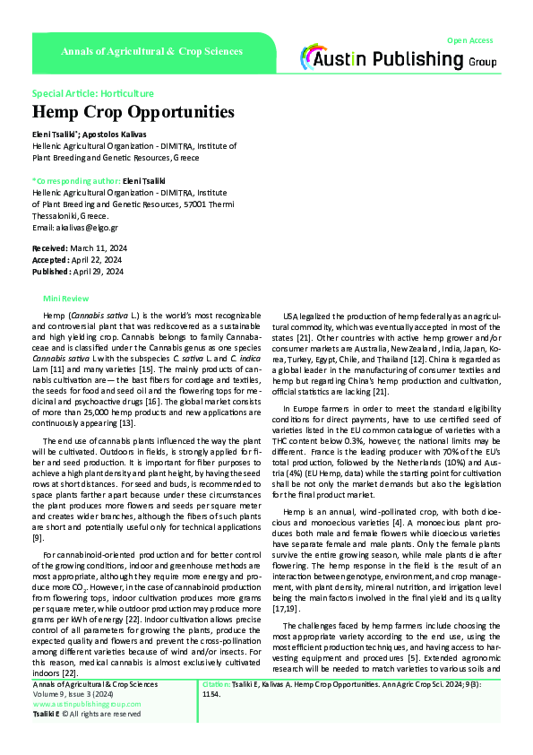 (PDF) Hemp Crop Opportunities