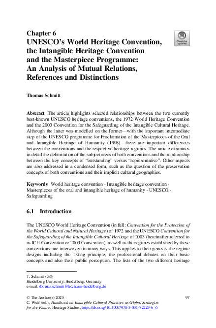 (PDF) UNESCO’s World Heritage Convention, the Intangible Heritage ...