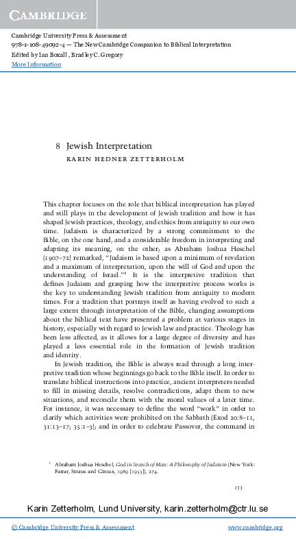 (PDF) Jewish Interpretation in the New Cambridge Companion to Biblical ...