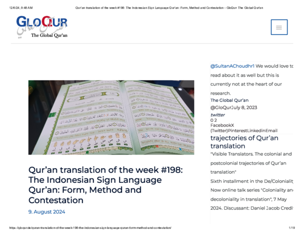 (PDF) The Indonesian Sign Language Qur’an : Method, Form and Contestation