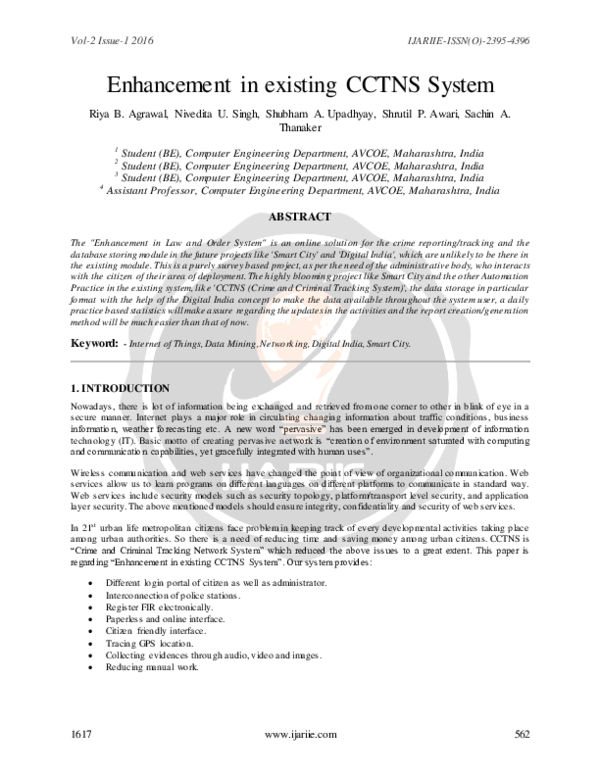 (PDF) Enhancement in existing CCTNS System