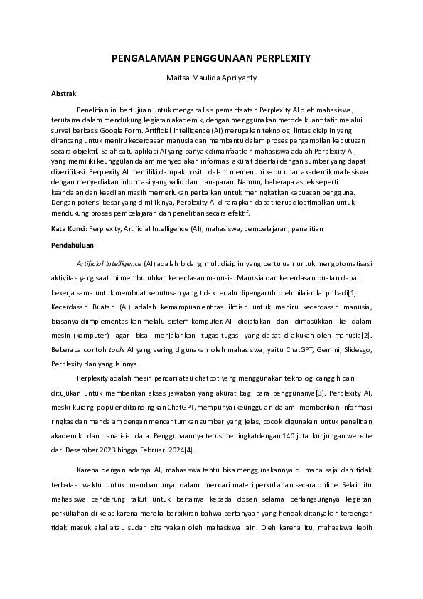 (PDF) Pengalaman Penggunaan Perplexity