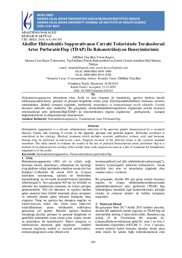 (PDF) Aksiller Hidradenitis Süpürativanın Cerrahi Tedavisinde Torakodorsal Arter Perforatör Flep ...
