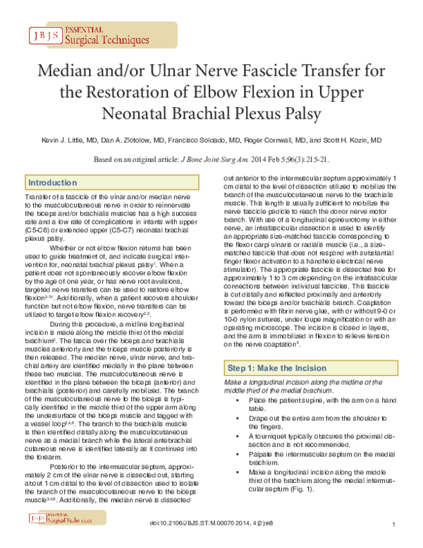 (PDF) Median and/or Ulnar Nerve Fascicle Transfer for the Restoration ...
