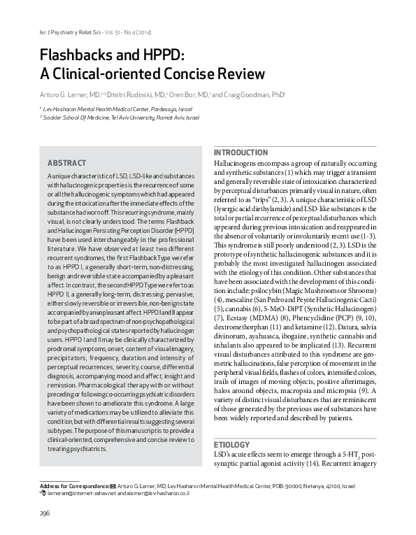 (PDF) Flashbacks and HPPD: A Clinical-oriented Concise Review