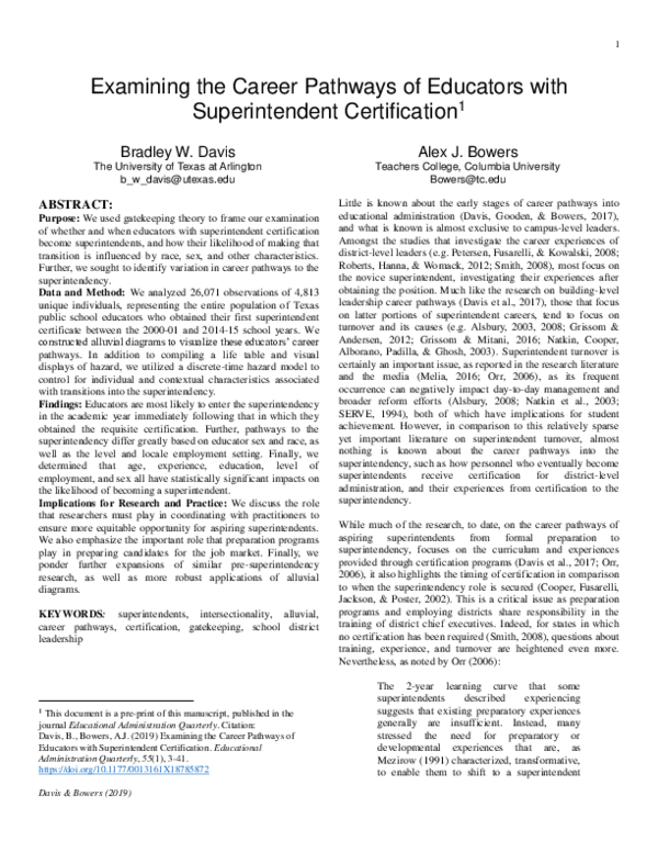 (PDF) Examining the Career Pathways of Educators With Superintendent ...