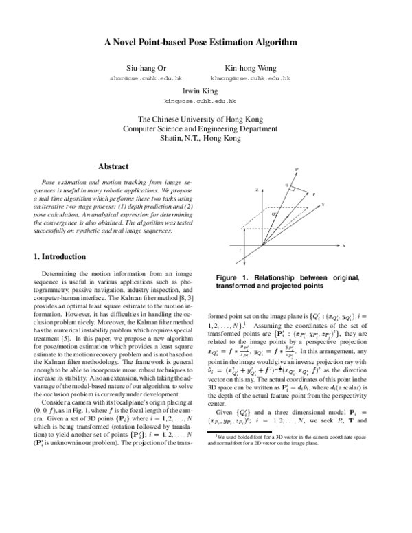 (PDF) A Novel Point-Based Pose Estimation Algorithm