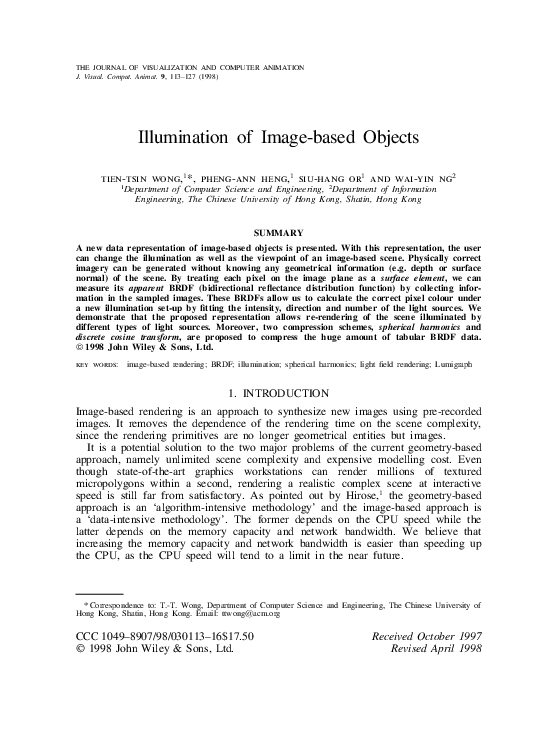 (PDF) Illumination of image-based objects