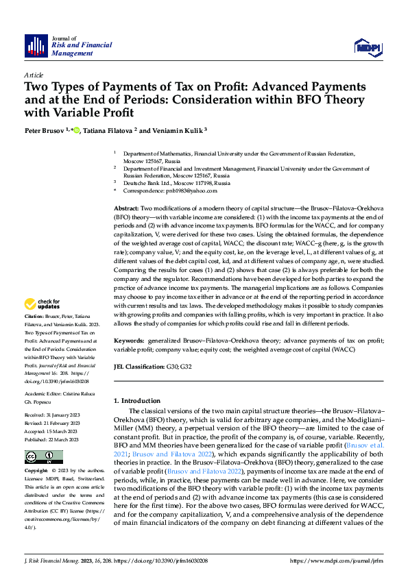 (PDF) Two Types of Payments of Tax on Profit: Advanced Payments and at ...