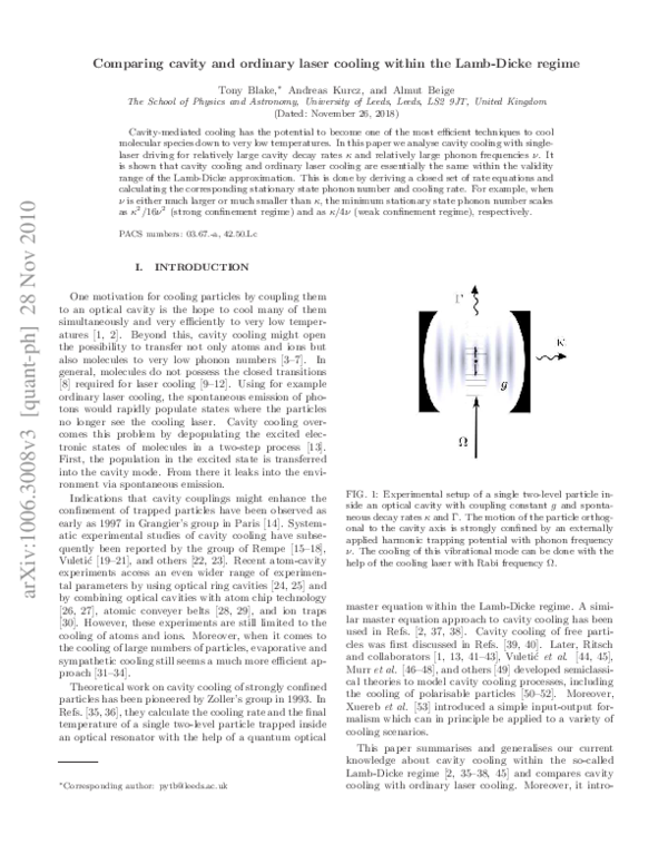 (PDF) Cavity Cooling with Single-Laser Driving