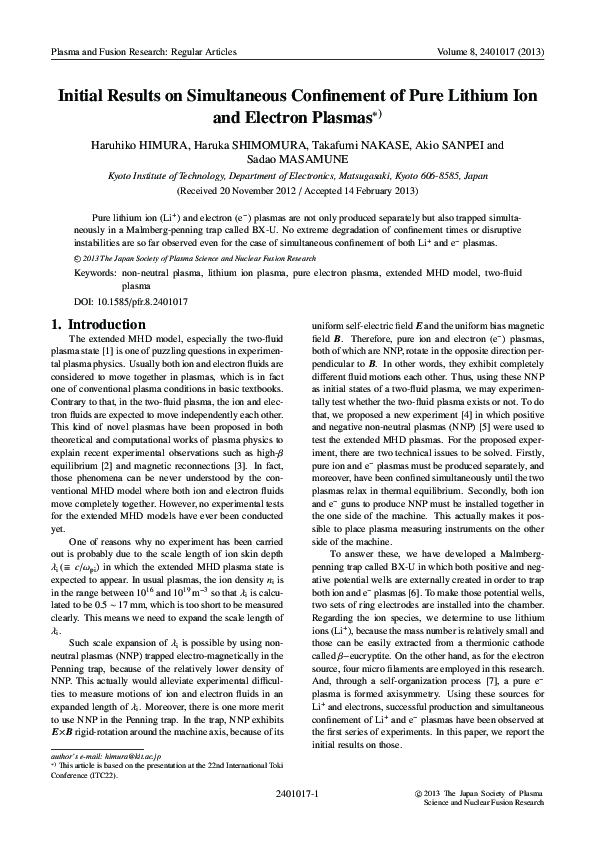 (PDF) Initial Results on Simultaneous Confinement of Pure Lithium Ion ...