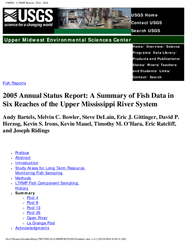 (PDF) 2005 Annual Status Report: A Summary of Fish Data in Six Reaches ...