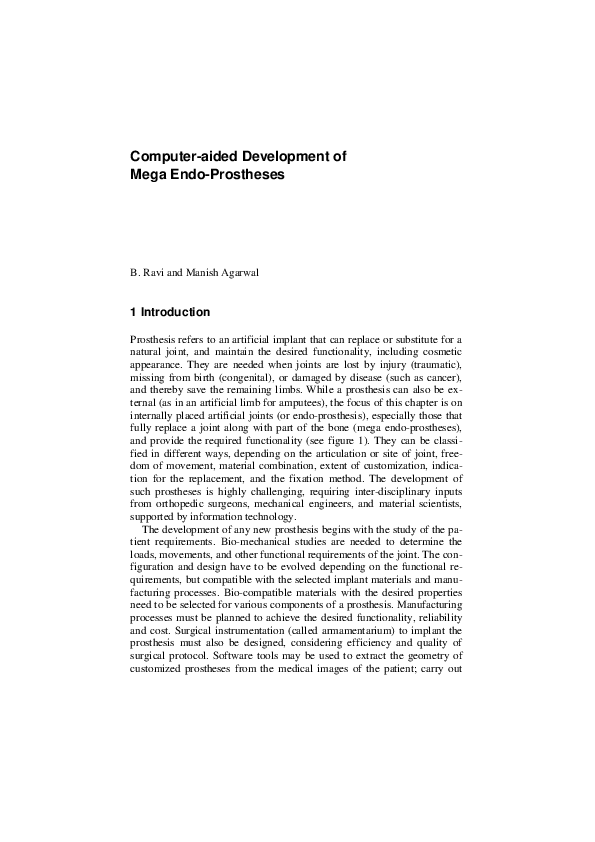 (PDF) Computer-aided Development of Mega Endo-Prostheses