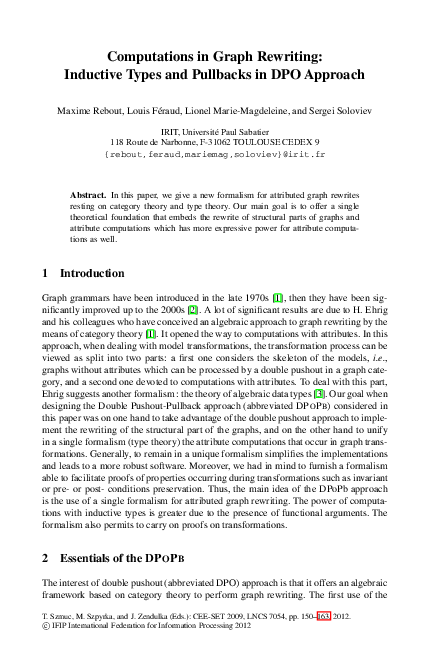 Pdf Computations In Graph Rewriting Inductive Types And Pullbacks In