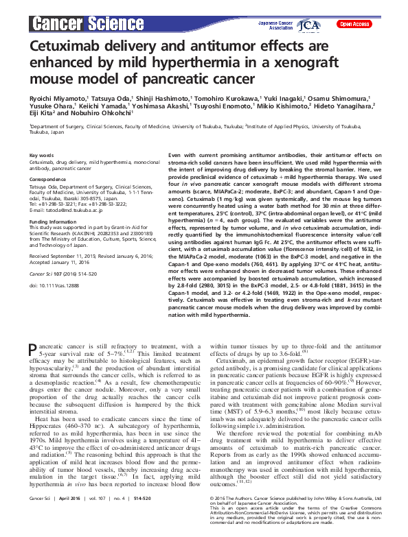 (PDF) Cetuximab delivery and antitumor effects are enhanced by mild ...