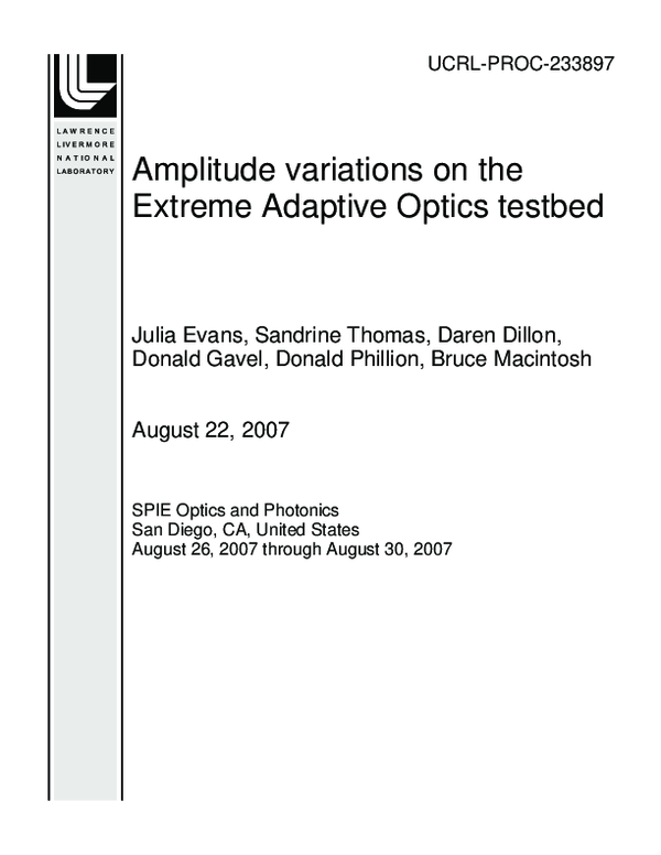 (PDF) Amplitude variations on the Extreme Adaptive Optics testbed