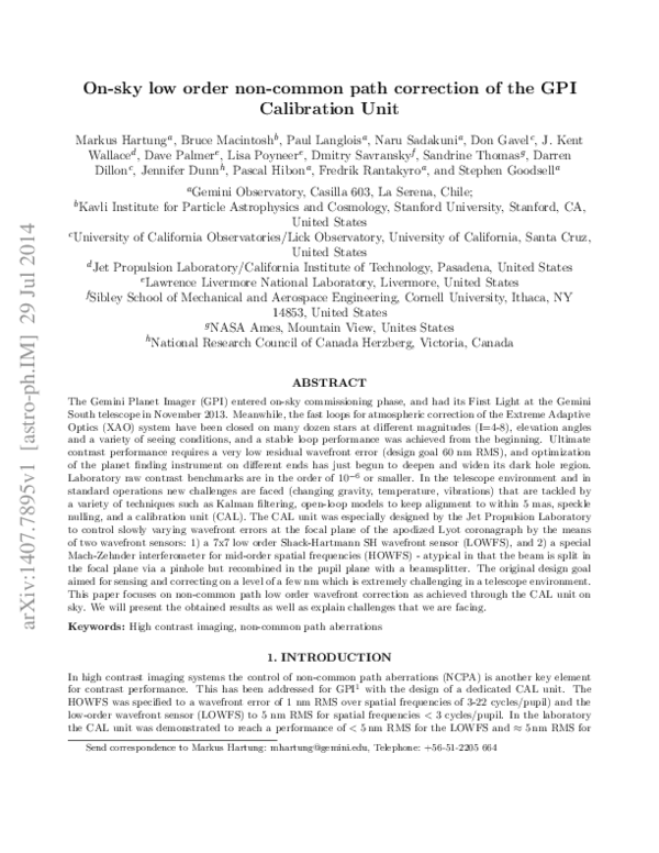 (PDF) On-sky low order non-common path correction of the GPI ...