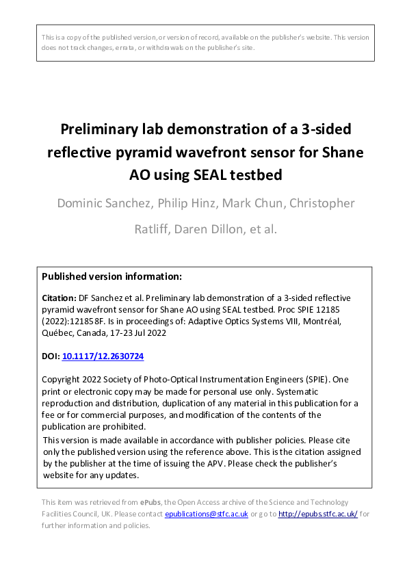 (PDF) Preliminary lab demonstration of a 3-sided reflective pyramid ...