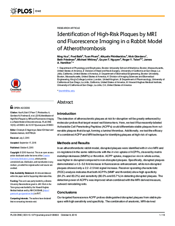 (PDF) Identification of High-Risk Plaques by MRI and Fluorescence ...