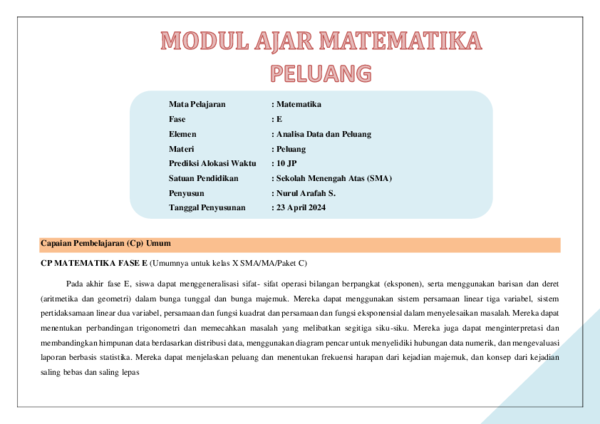 (PDF) MODUL AJAR PELUANG DISCOVERY LEARNING