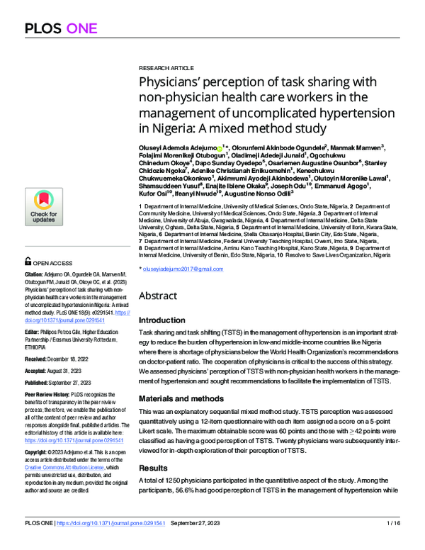 (PDF) Physicians’ perception of task sharing with non-physician health ...