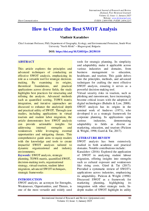 (PDF) How to Create the Best SWOT Analysis