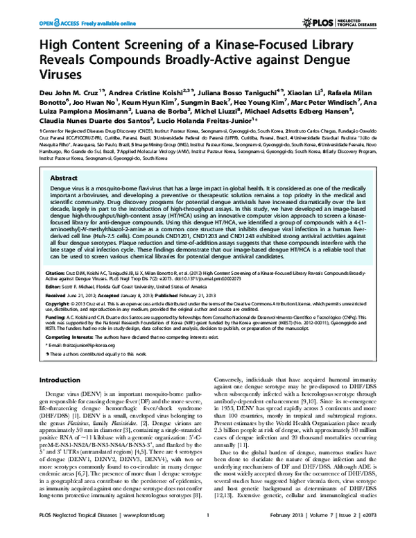 (PDF) High Content Screening of a Kinase-Focused Library Reveals ...