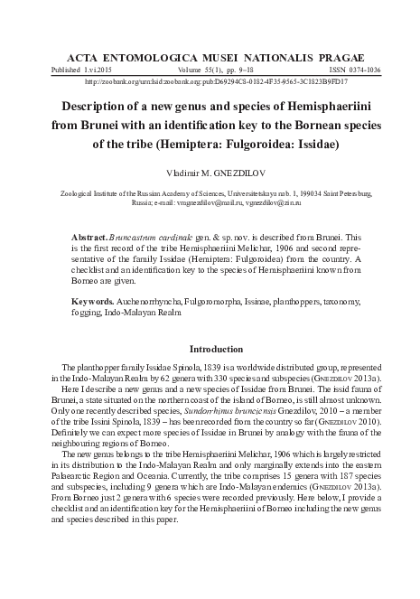 (PDF) Description of a new genus and species of Hemisphaeriini from ...