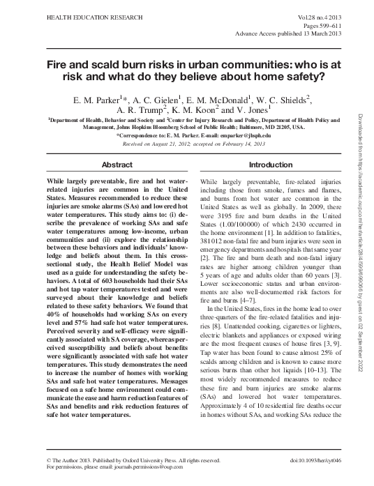 (PDF) Fire and scald burn risks in urban communities: who is at risk ...