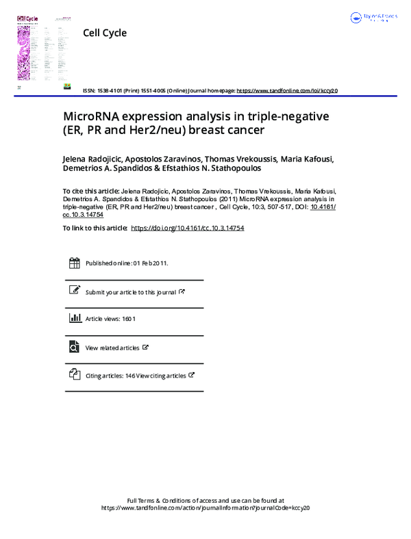 (PDF) MicroRNA expression analysis in triple-negative (ER, PR and Her2/neu) breast cancer