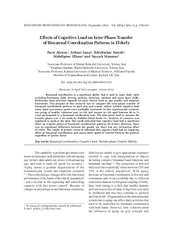 (PDF) Effects of Cognitive Load on Inter-Phase Transfer of Bimanual ...