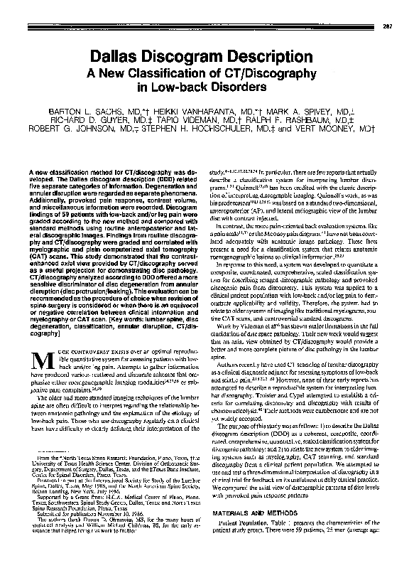(PDF) Dallas Discogram Description A New Classification of CT ...
