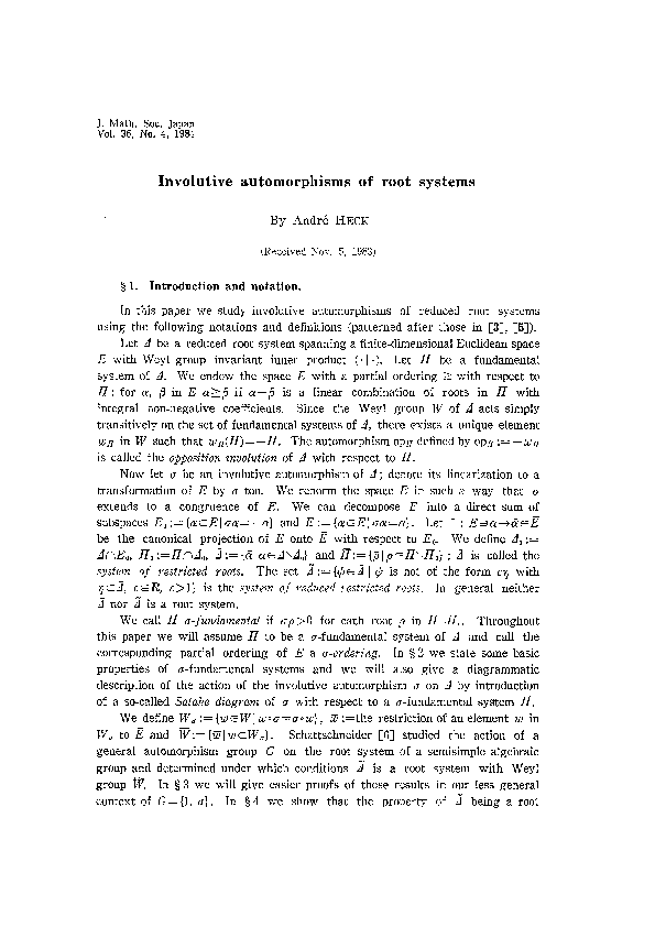 (PDF) Involutive automorphisms of root systems