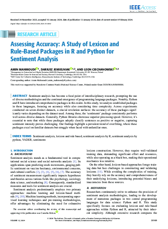 (PDF) Assessing Accuracy A Study of Lexicon and Rule-Based Packages in R and Python for ...