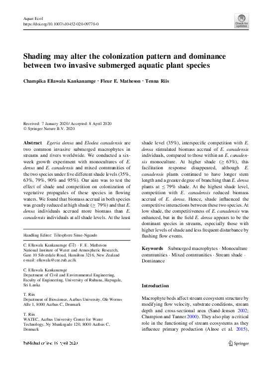 (PDF) Shading may alter the colonization pattern and dominance between ...