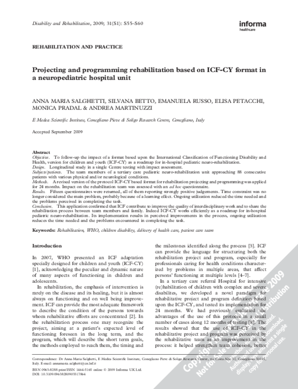 (PDF) Projecting and programming rehabilitation based on ICF-CY format ...