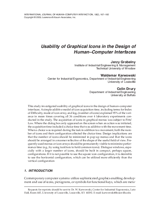 (PDF) Usability of Graphical Icons in the Design of Human-Computer Interfaces