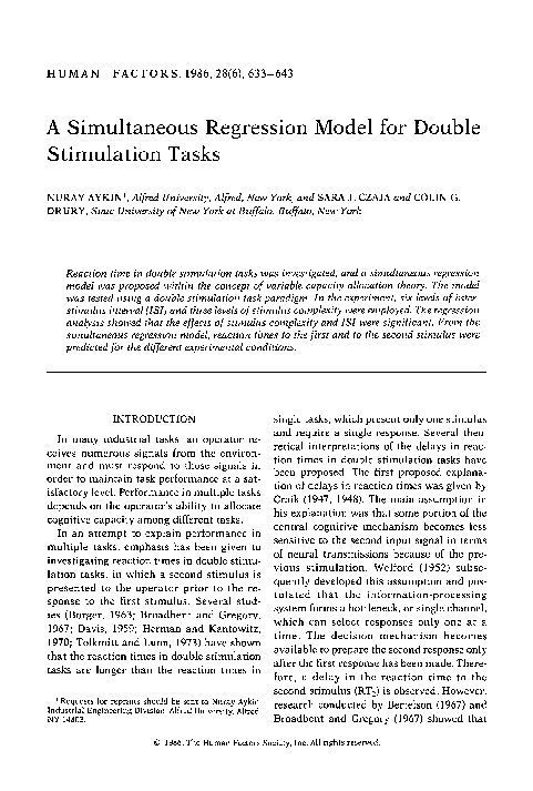 (PDF) A Simultaneous Regression Model for Double Stimulation Tasks