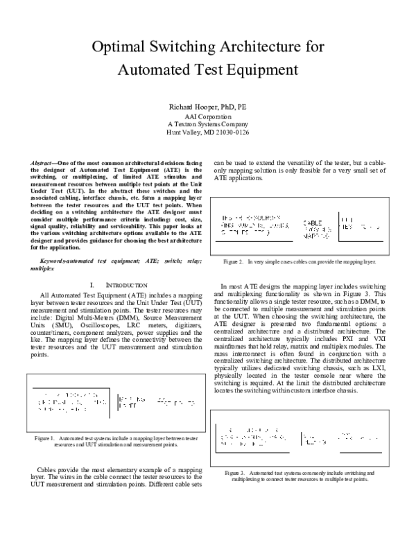 (PDF) Optimal Switching Architecture for Automated Test Equipment