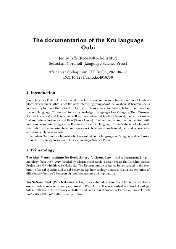 (PDF) The documentation of the Kru language Oubi