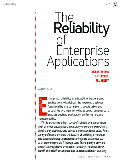 (PDF) The Reliability of Enterprise Applications