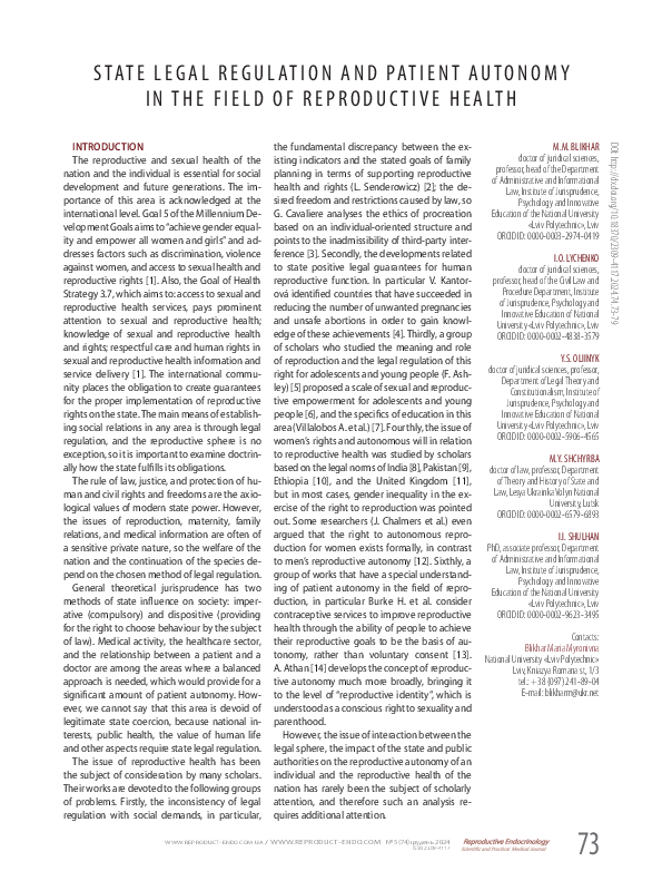 (PDF) State legal regulation and patient autonomy in the field of ...